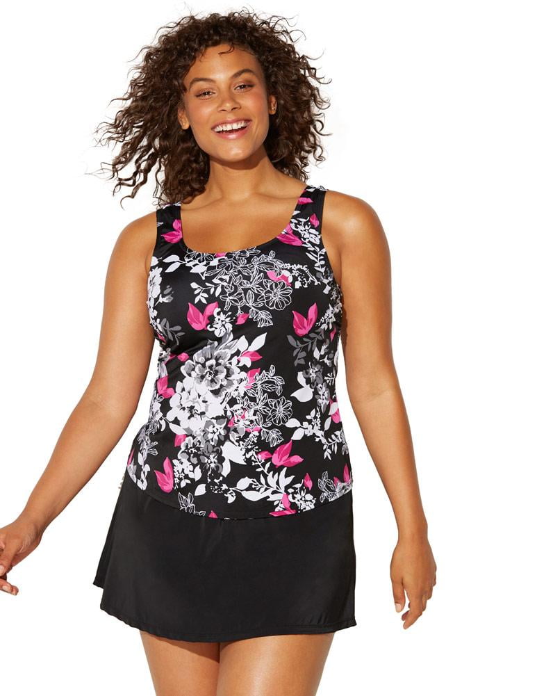 Swimsuits For All Women's Plus Size Classic Tankini Set With Skirt 22 ...