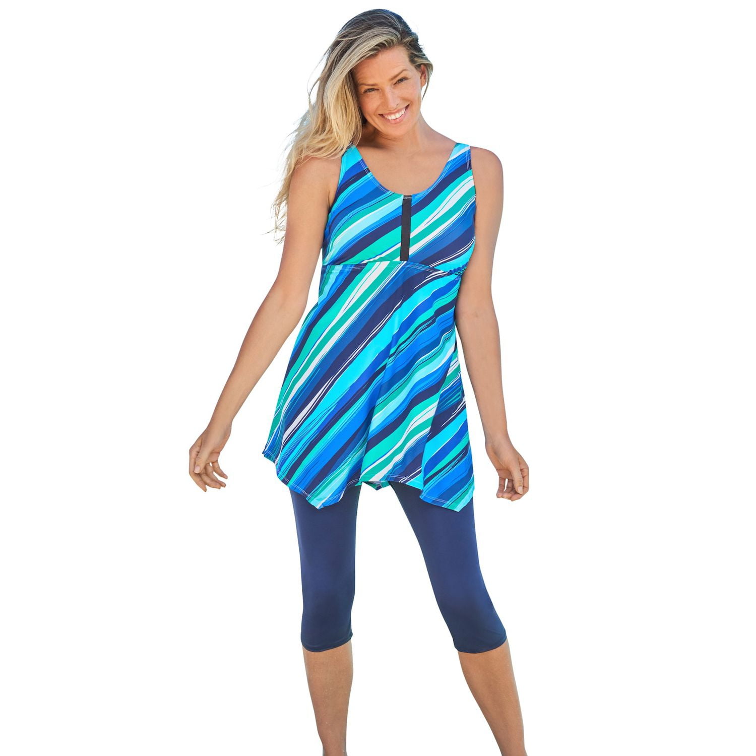 Swimsuits For All Women's Plus Size Longer-length Tankini Top Color ...
