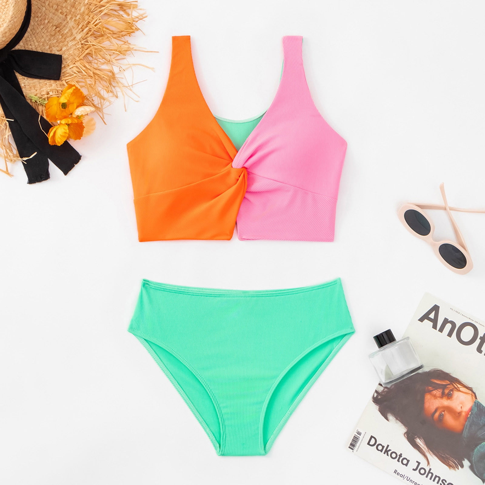 Swimsuits For Girls Girl'S 1 Piece Color Block Swimsuit Cute Cut Out ...