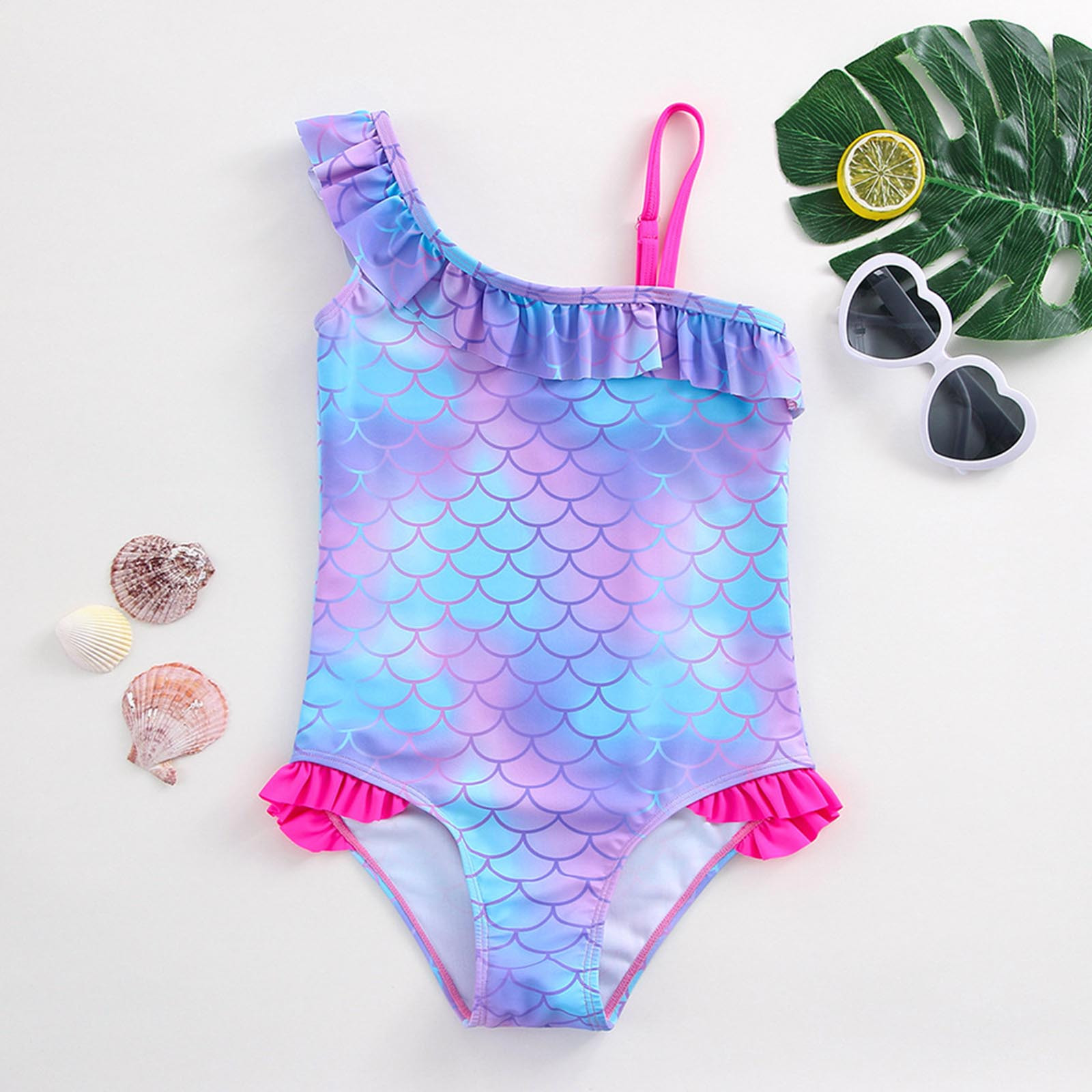 Swimsuits For Girls Printed Fish Scale Pattern Girls' O N E Pie Ce H A ...