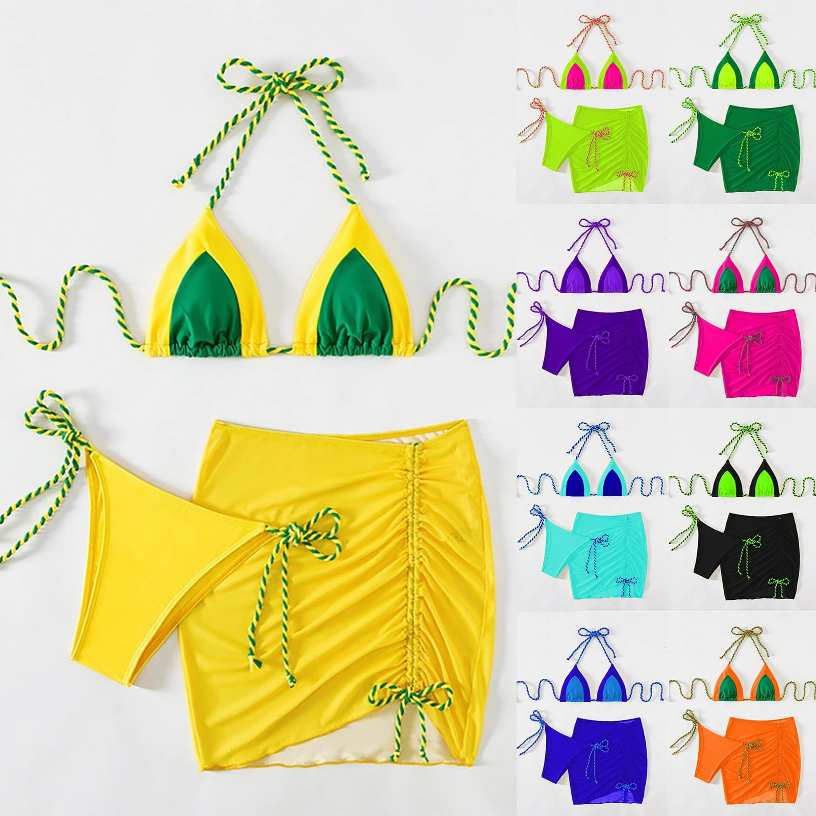 Swimsuits For Women 2025 Sexy 3 Piece Bikini Set Trendy Split ...