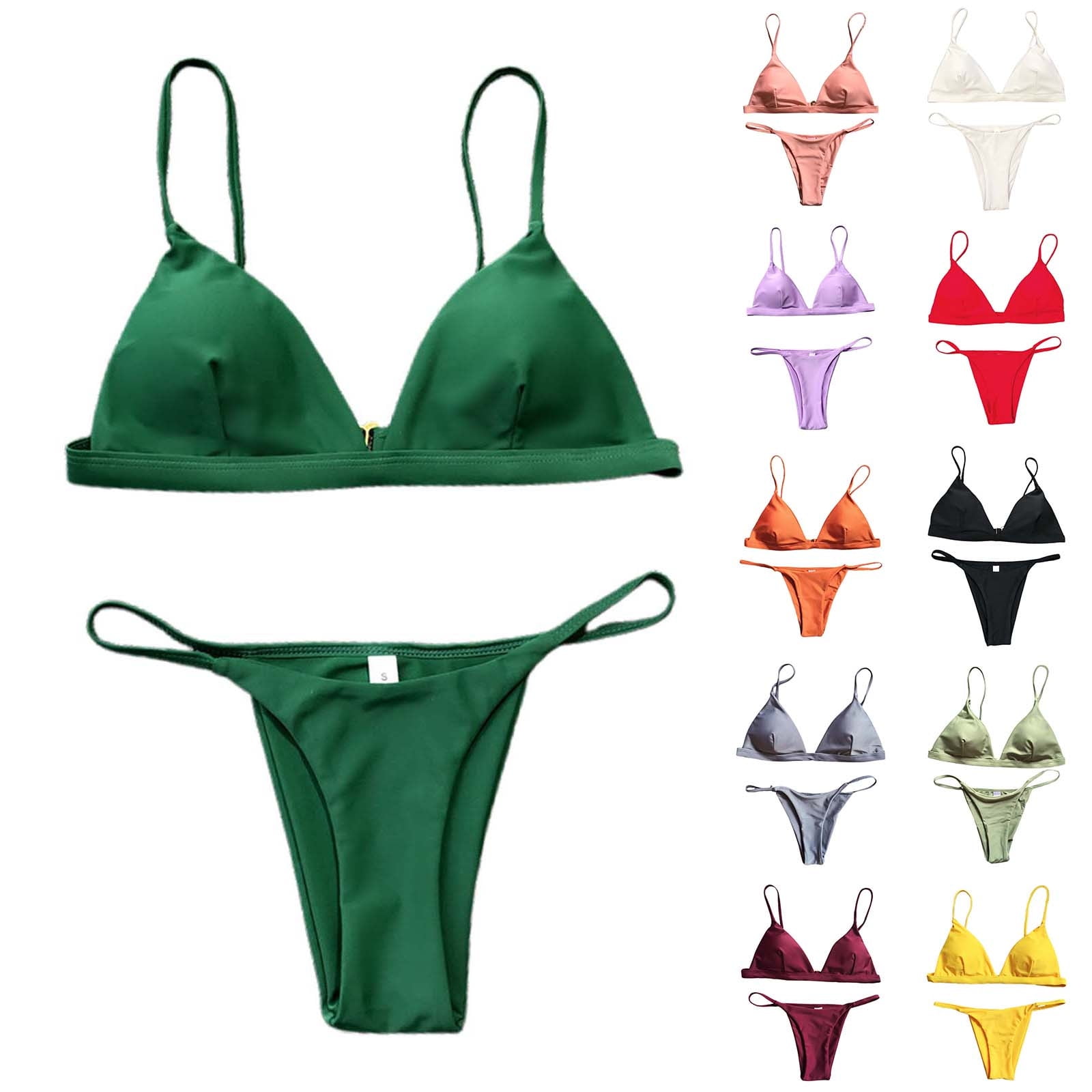 Swimsuits For Women 2025 Solid Color Backless Straps Swimwear 2 Piece ...