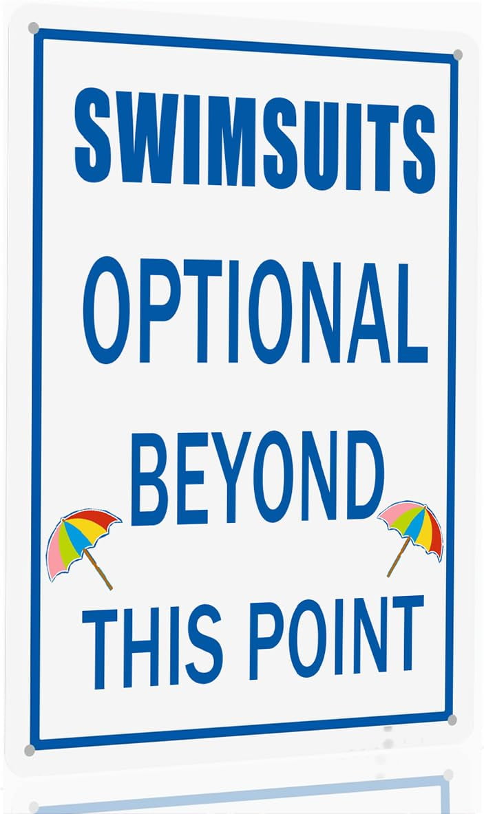 Swimsuits Optional Beyond This Point Metal Tin Sign No Clothing Sign ...