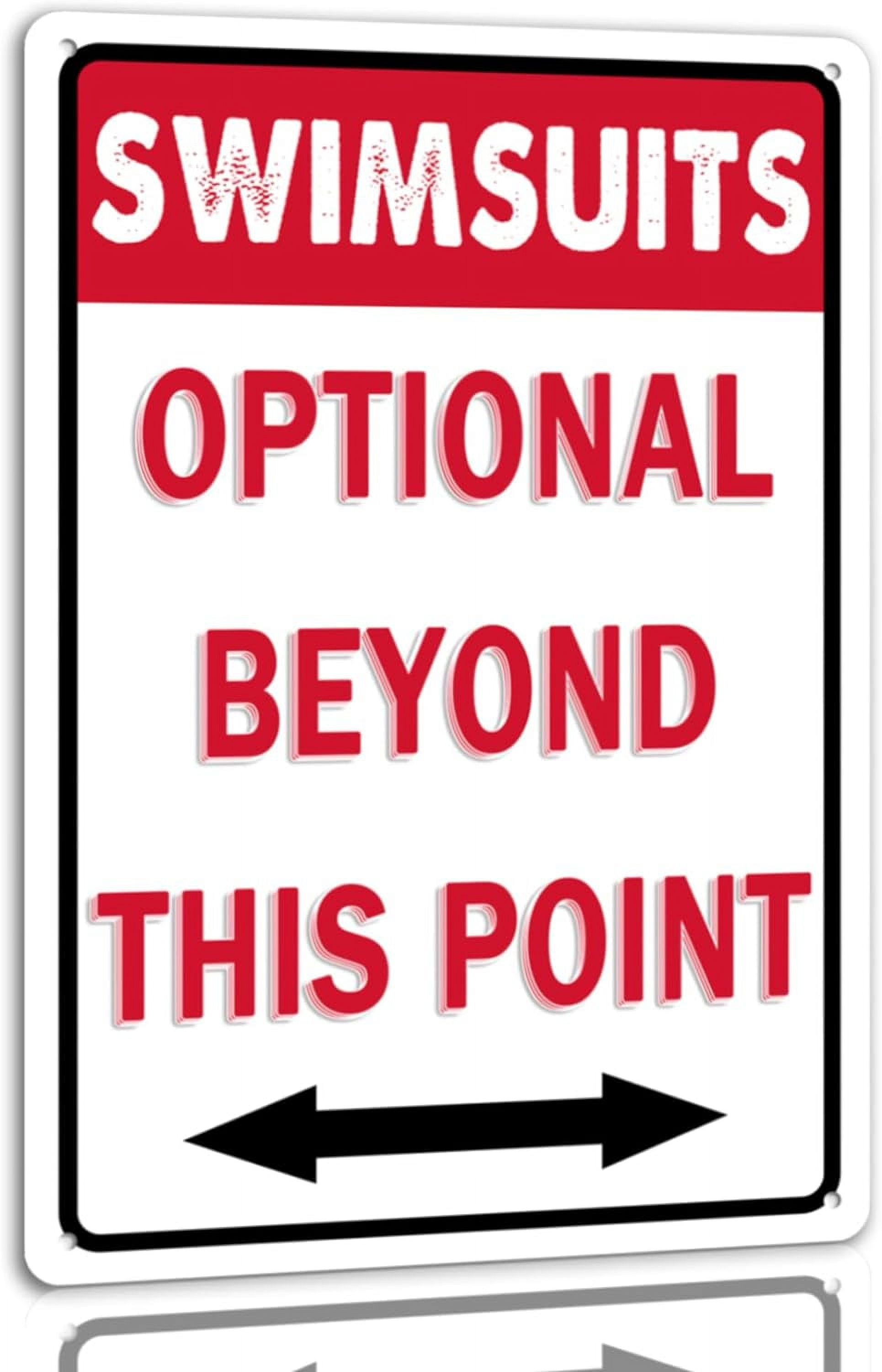 Swimsuits Optional Beyond This Point Tin Sign Vintage Swimming Pool ...