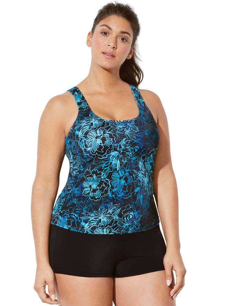 Swimsuits for All Chlorine Resistant Classic Tankini Set With Boy Short ...