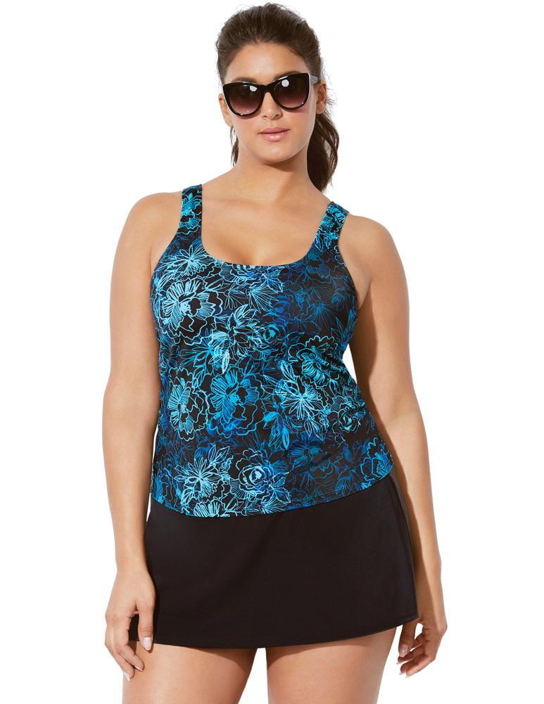 Swimsuits for All Chlorine Resistant Classic Tankini Set With Skirt ...
