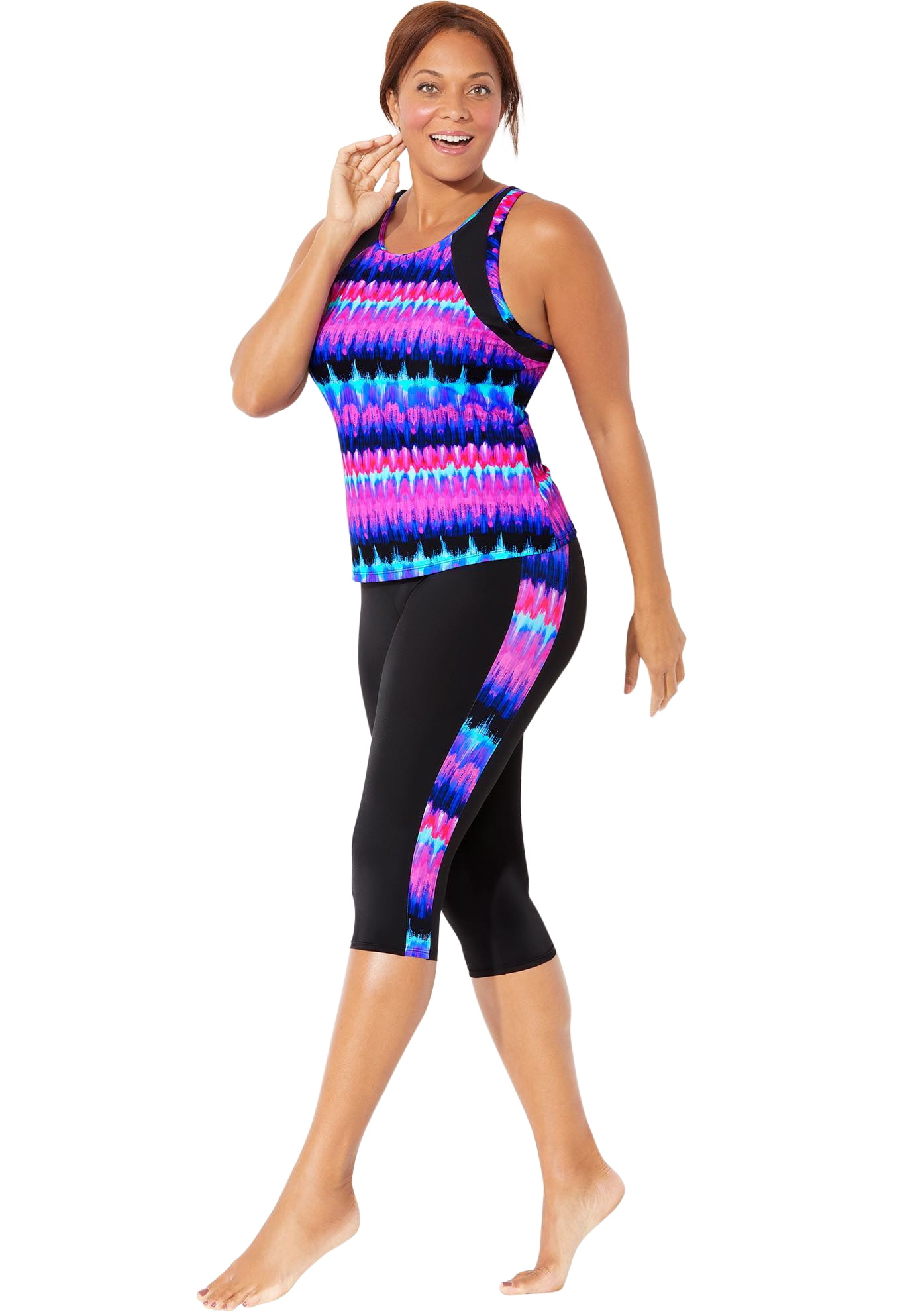 Swimsuits for All Chlorine Resistant High Neck Racerback Tankini Set ...