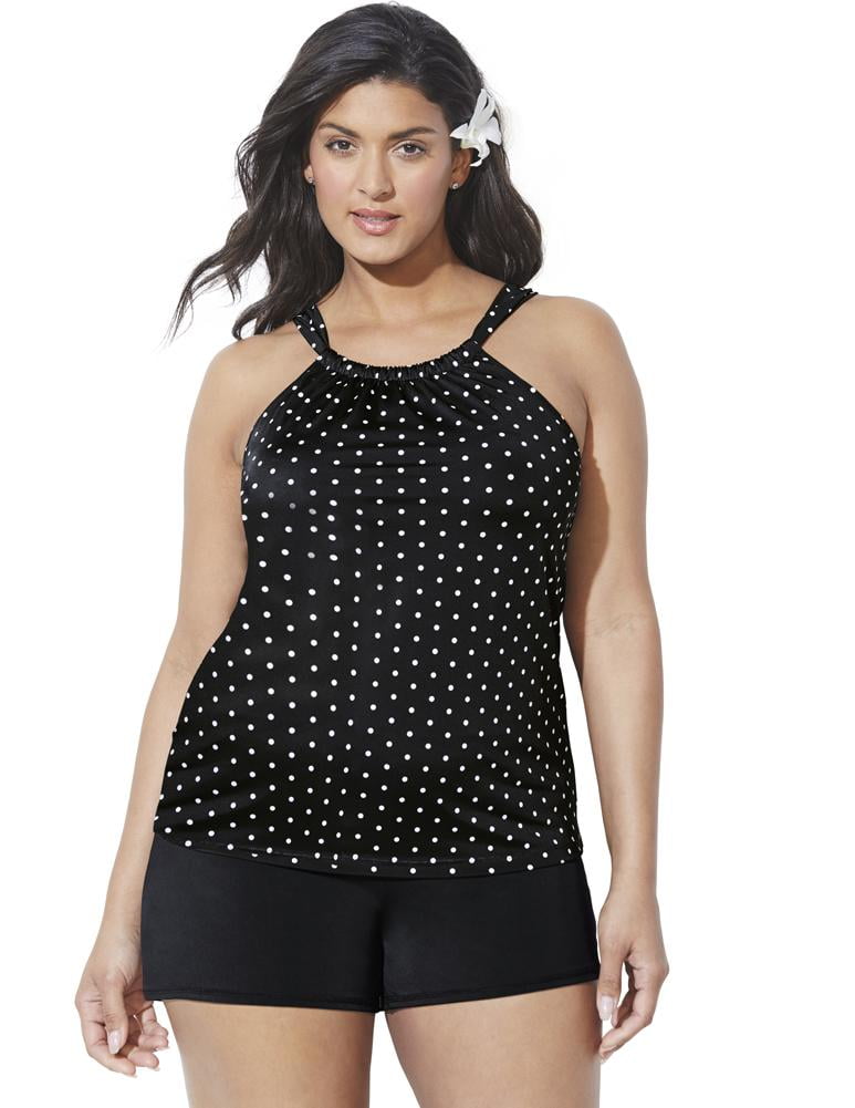 Swimsuits for All High Neck Tankini Set With Banded Short - Walmart.com