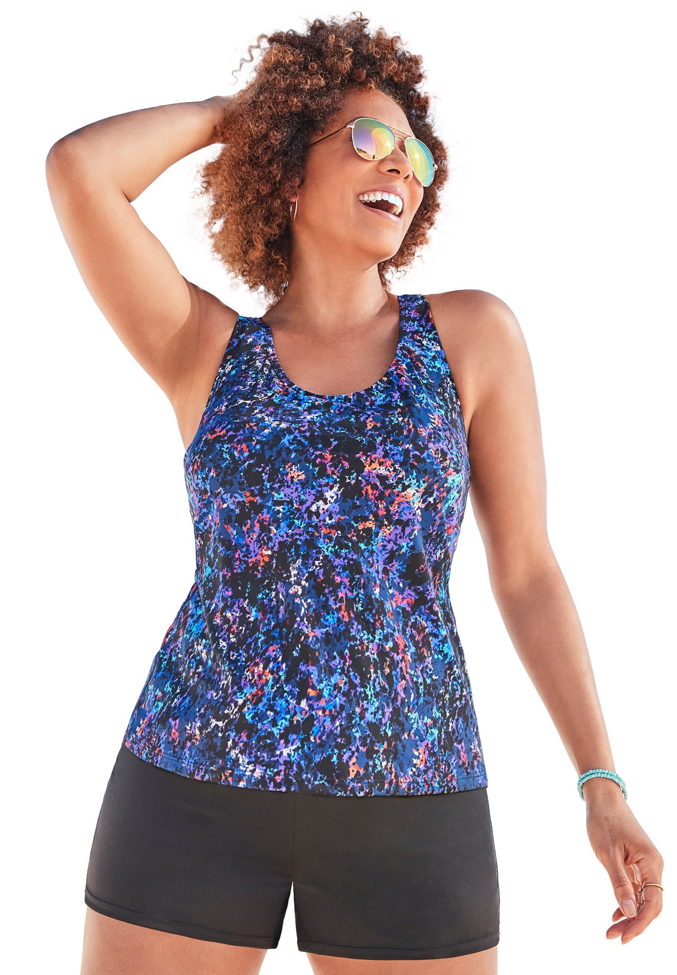 Swimsuits for All Women's Plus Size Chlorine Resistant Racerback ...