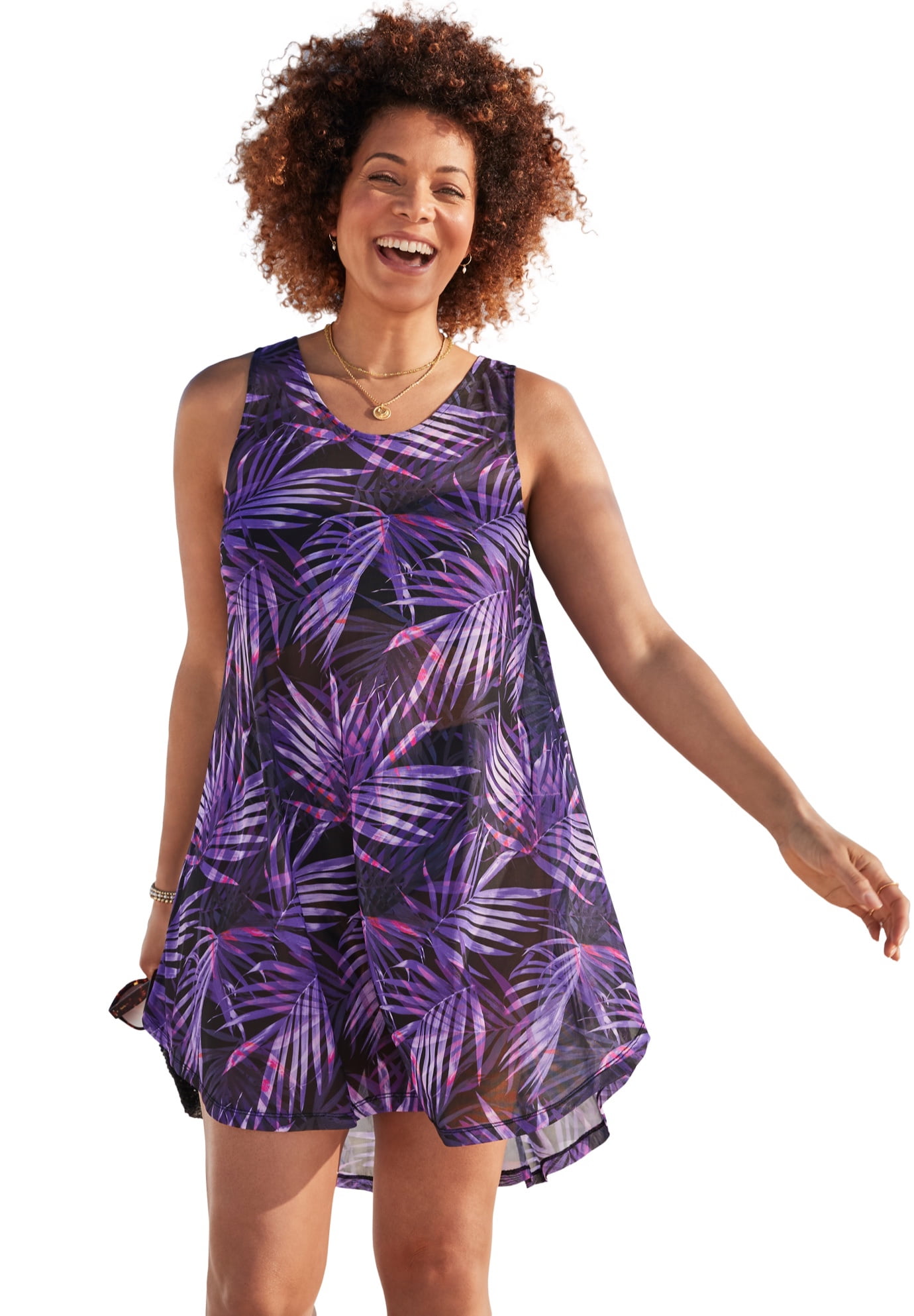 Swimsuits for All Women's Plus Size Quincy Mesh High Low Cover Up Tunic ...