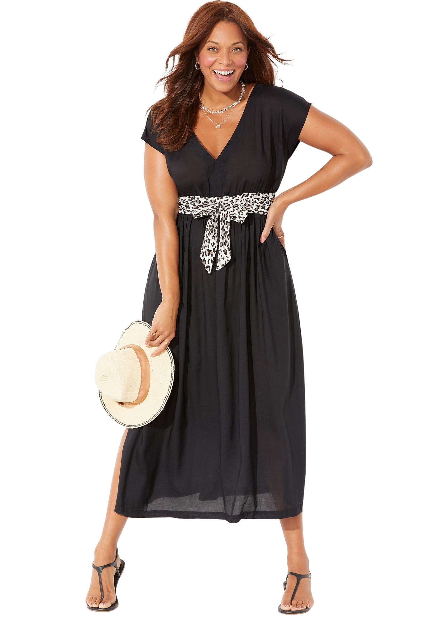 Swimsuits for All Women's Plus Size Stephanie V-Neck Cover Up Maxi ...