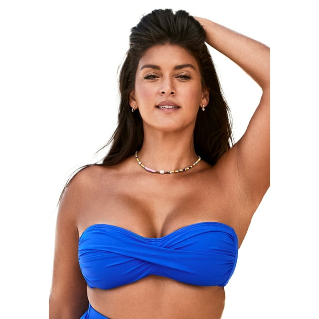 Swimsuits For All Womens Plus Size Valentine Ruched Bandeau Bikini Top