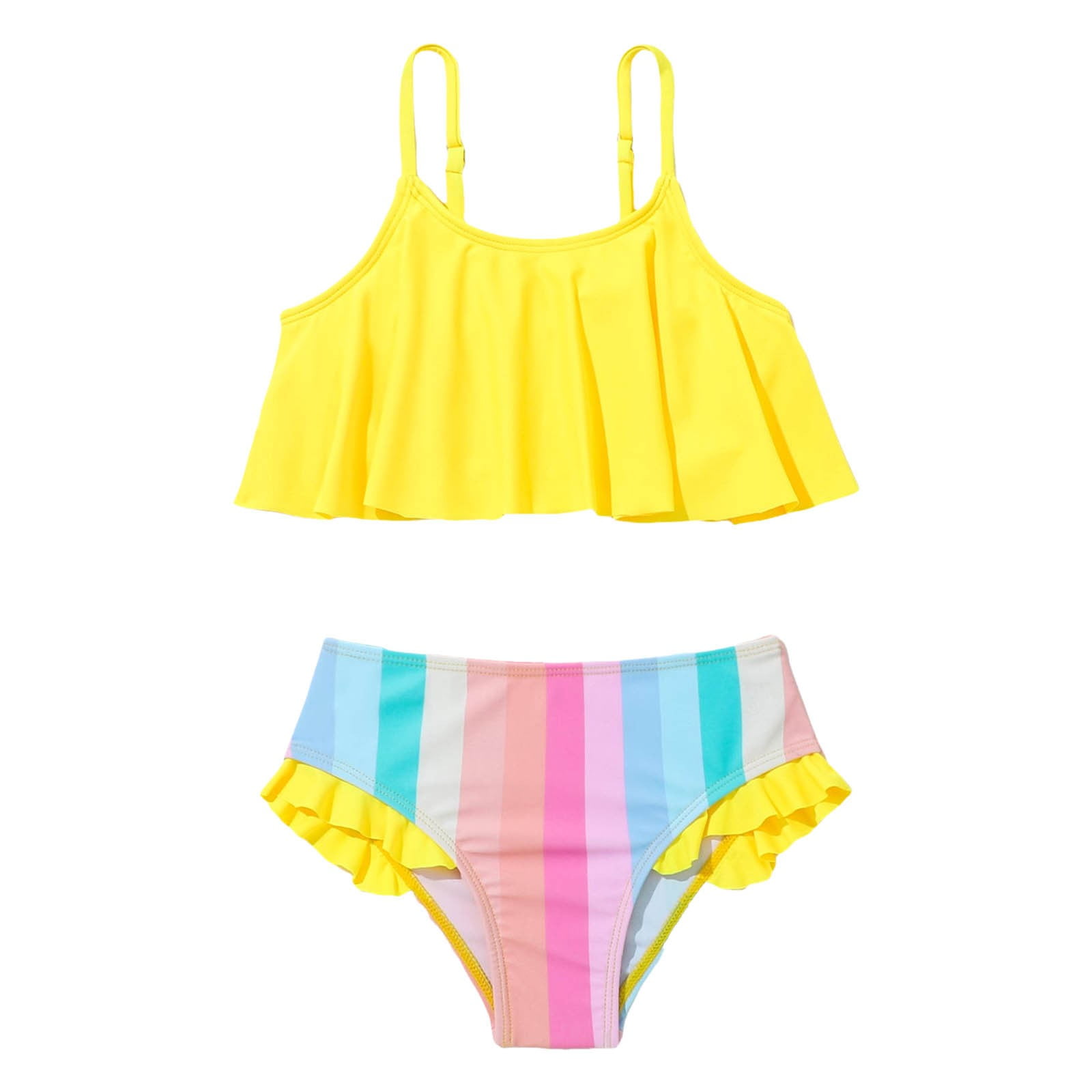 Swimsuits for Girls 2 Piece Cute Ruffle Tankni Top And Bikini Bottom ...