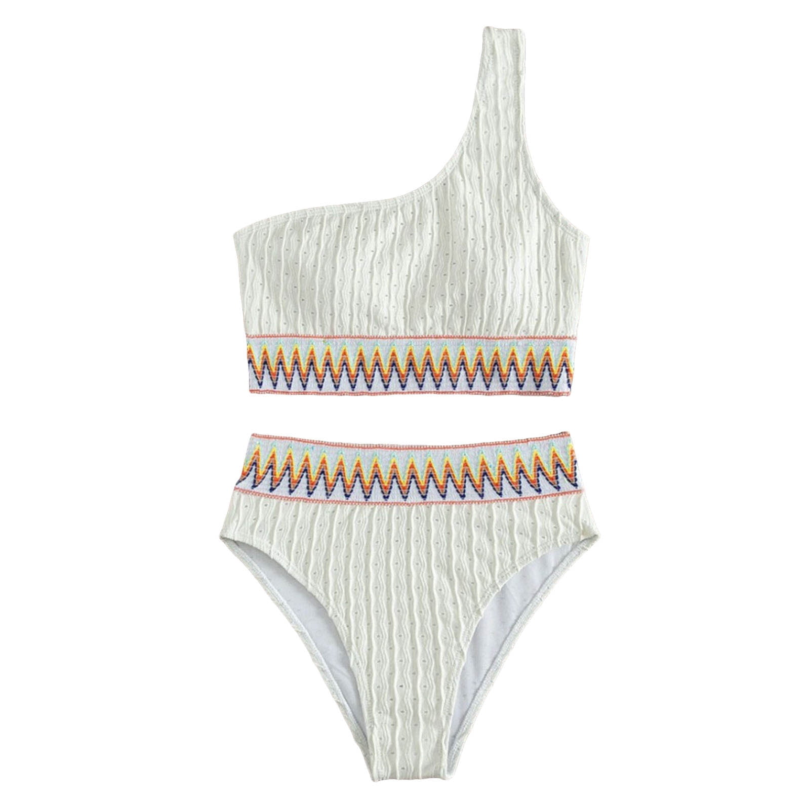 Swimsuits for Women 2 Piece Ribbed One Shoulder High Waisted Soild ...
