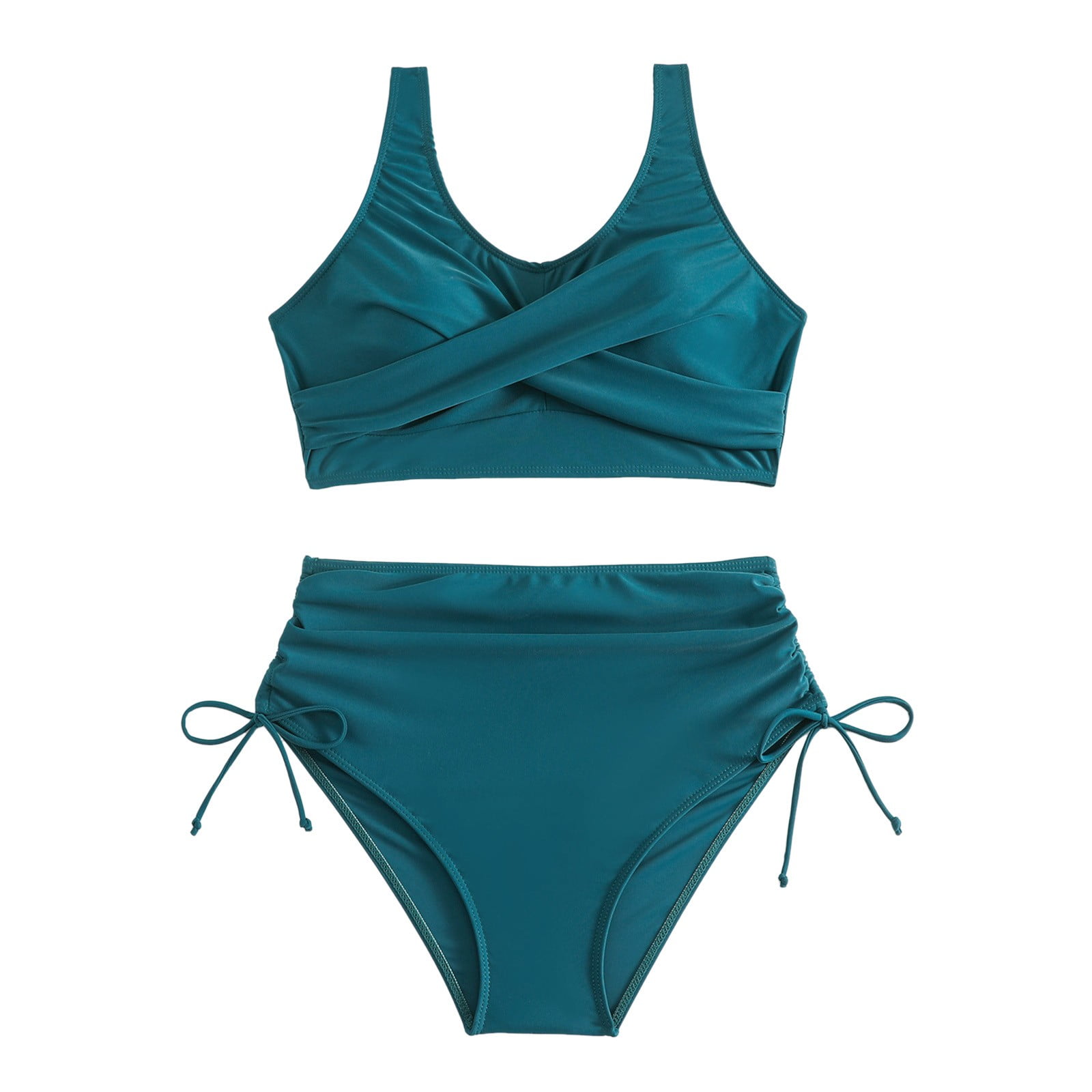 Swimsuits for Women Bikini High Waist Front Gather Together Sexy Two ...