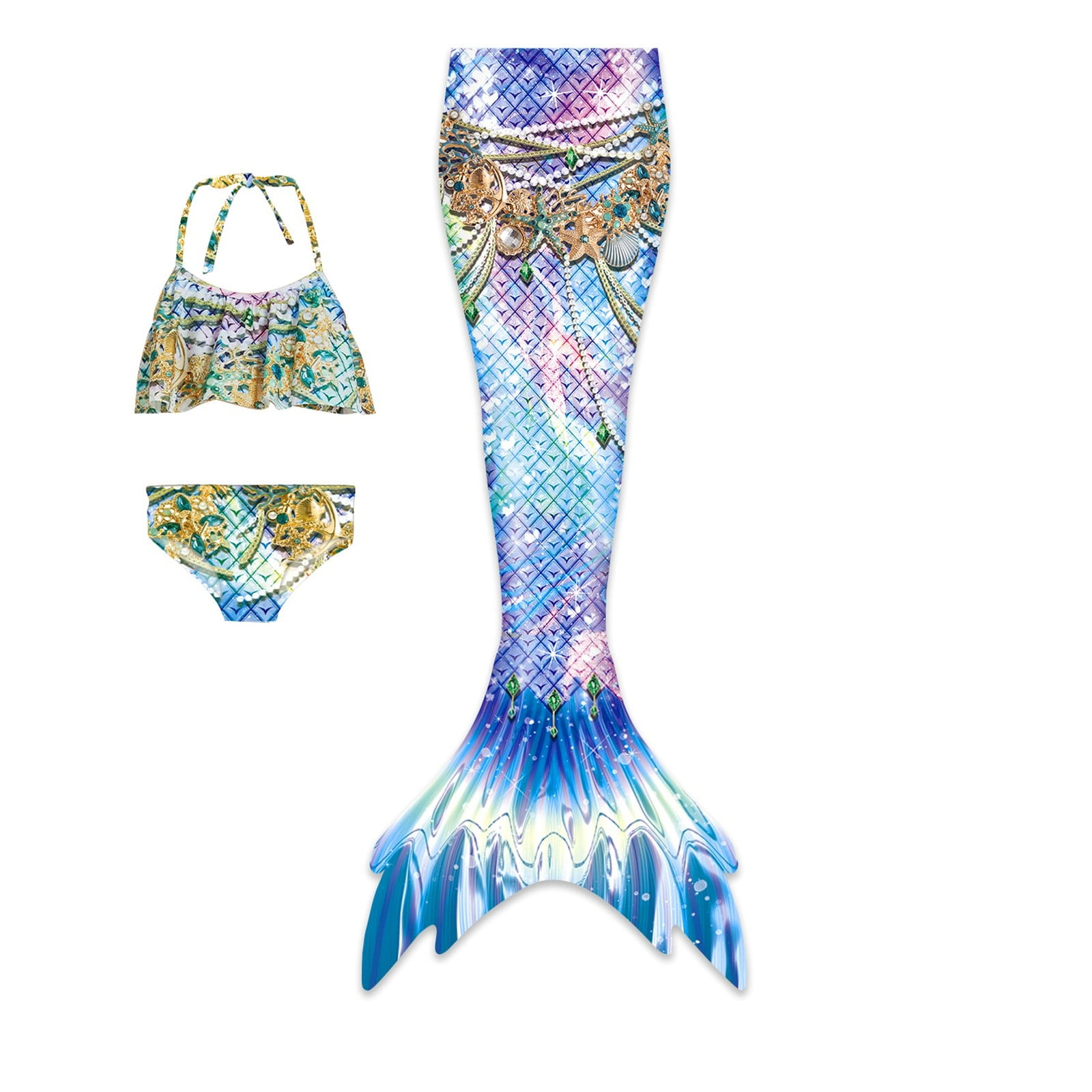 Swimsuits for Women Bikini Top Performance 3 Piece Ruffled with Fish ...