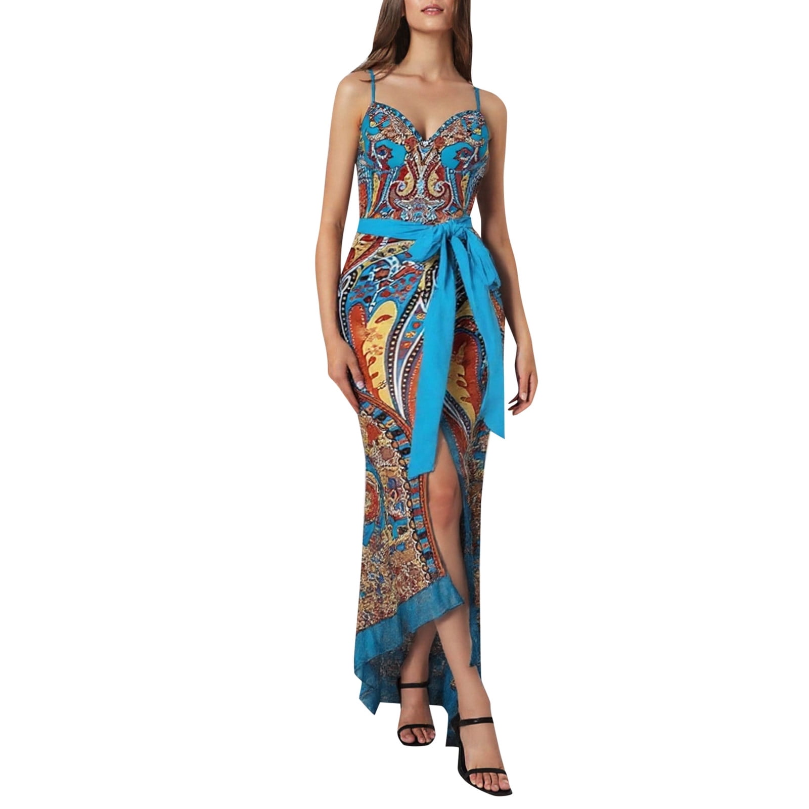 Swimsuits for Women Onesie Bikinis Hide Belly Skinny with Retro Wrap Two Piece Sky Blue Women's ...