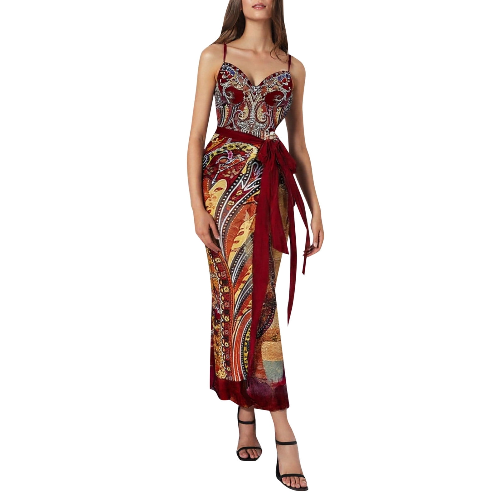 Swimsuits for Women Onesie Bikinis Hide Belly Skinny with Retro Wrap Two Piece Wine Womens ...