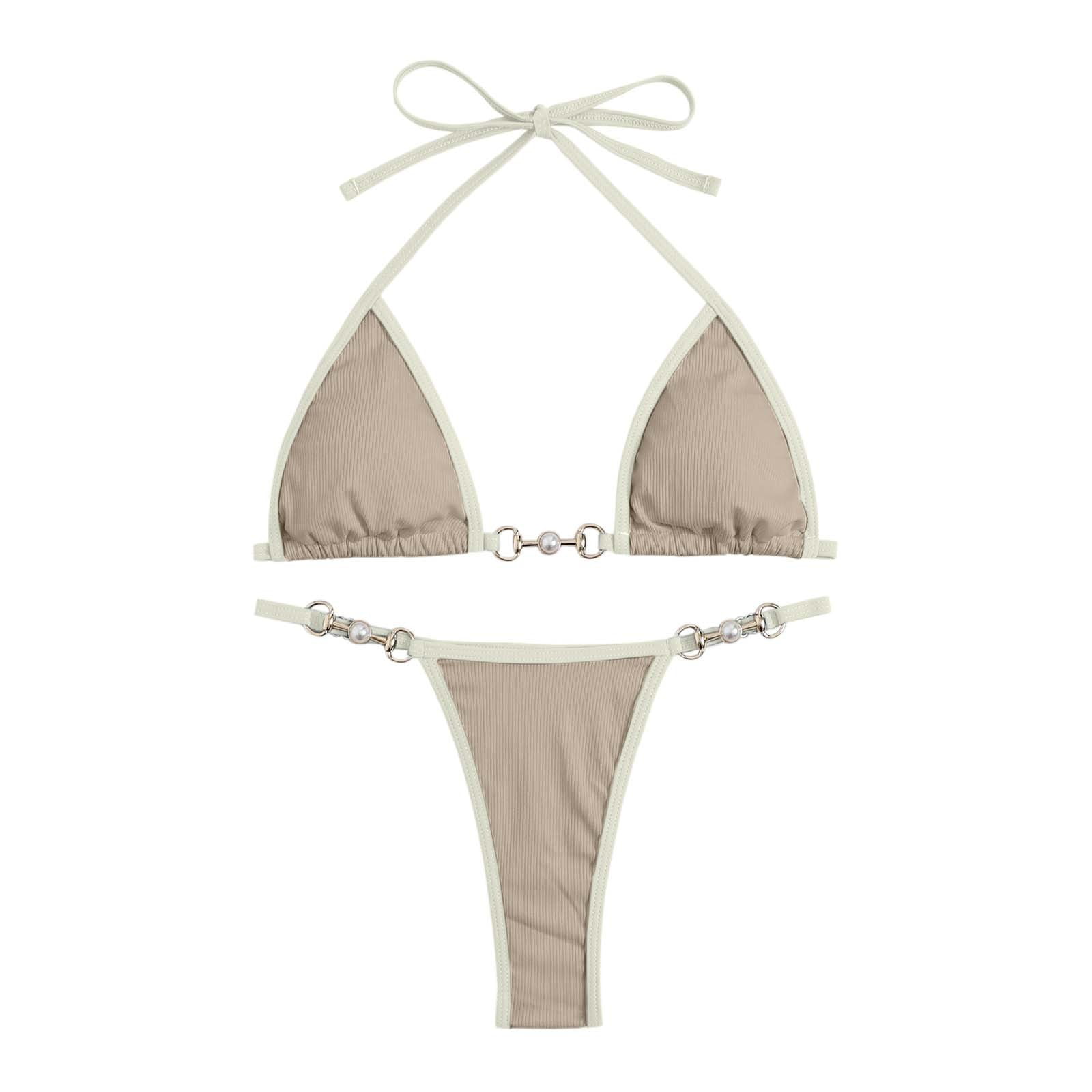 Swimsuits for Women Two Piece Solid Bikini with Removable Pad Wire ...