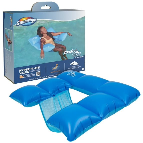 Swimways Comfort Cloud Sling Seat Swimming Lounger, Fast Inflation, Arm ...