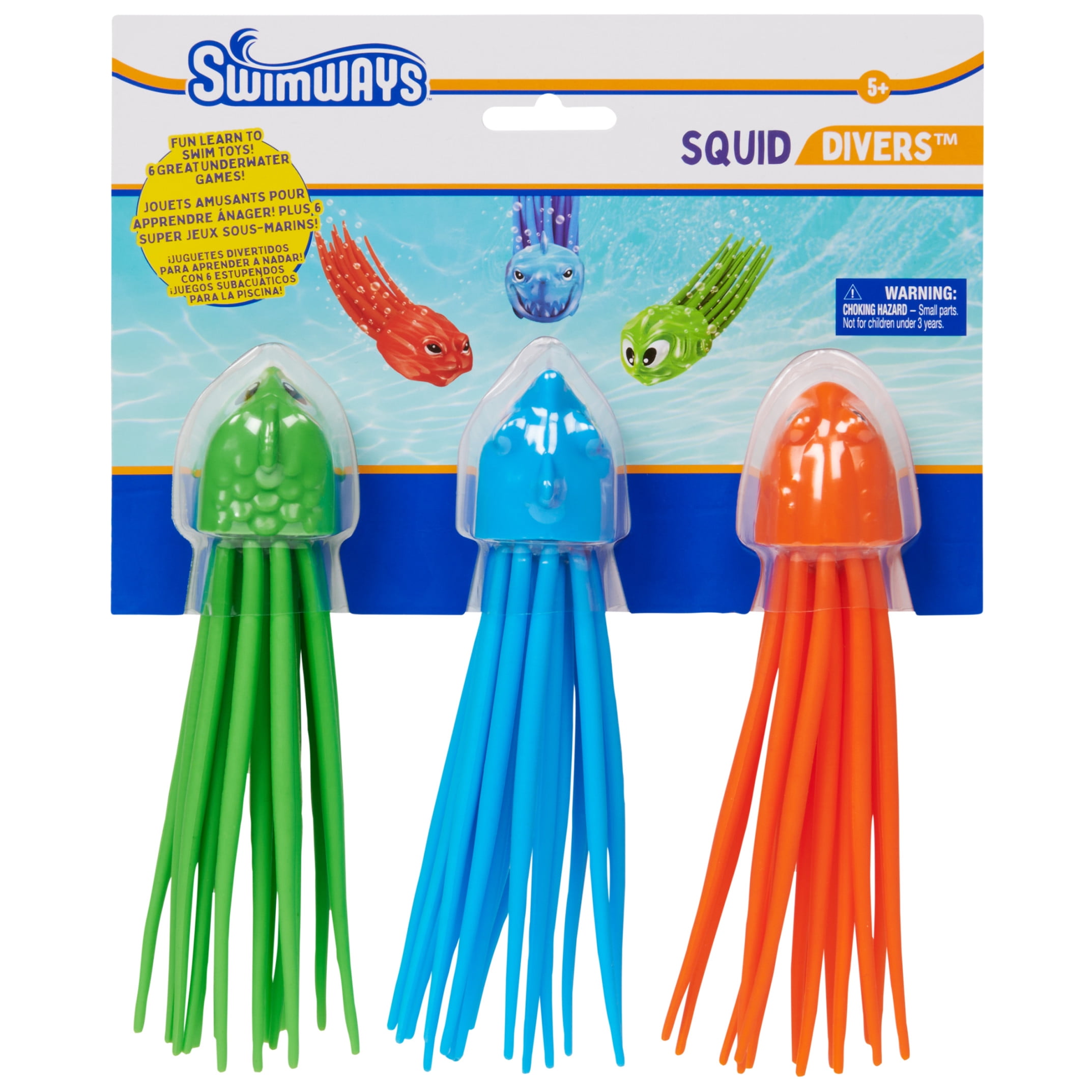 SwimWays Squidivers Dive Toys, Swim Training Toys, Pack of 3, Ages 5 ...