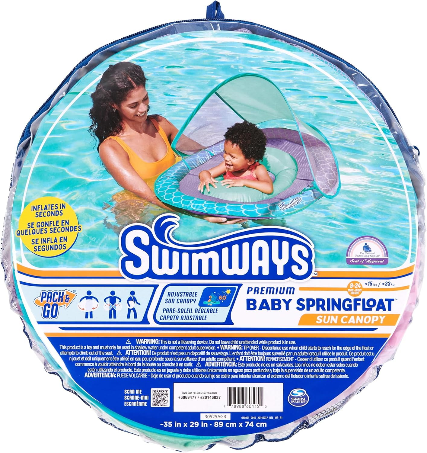 SwimWays, Sun Canopy Spring Float, Mermaid, Infant 3-9 Months - Walmart.com