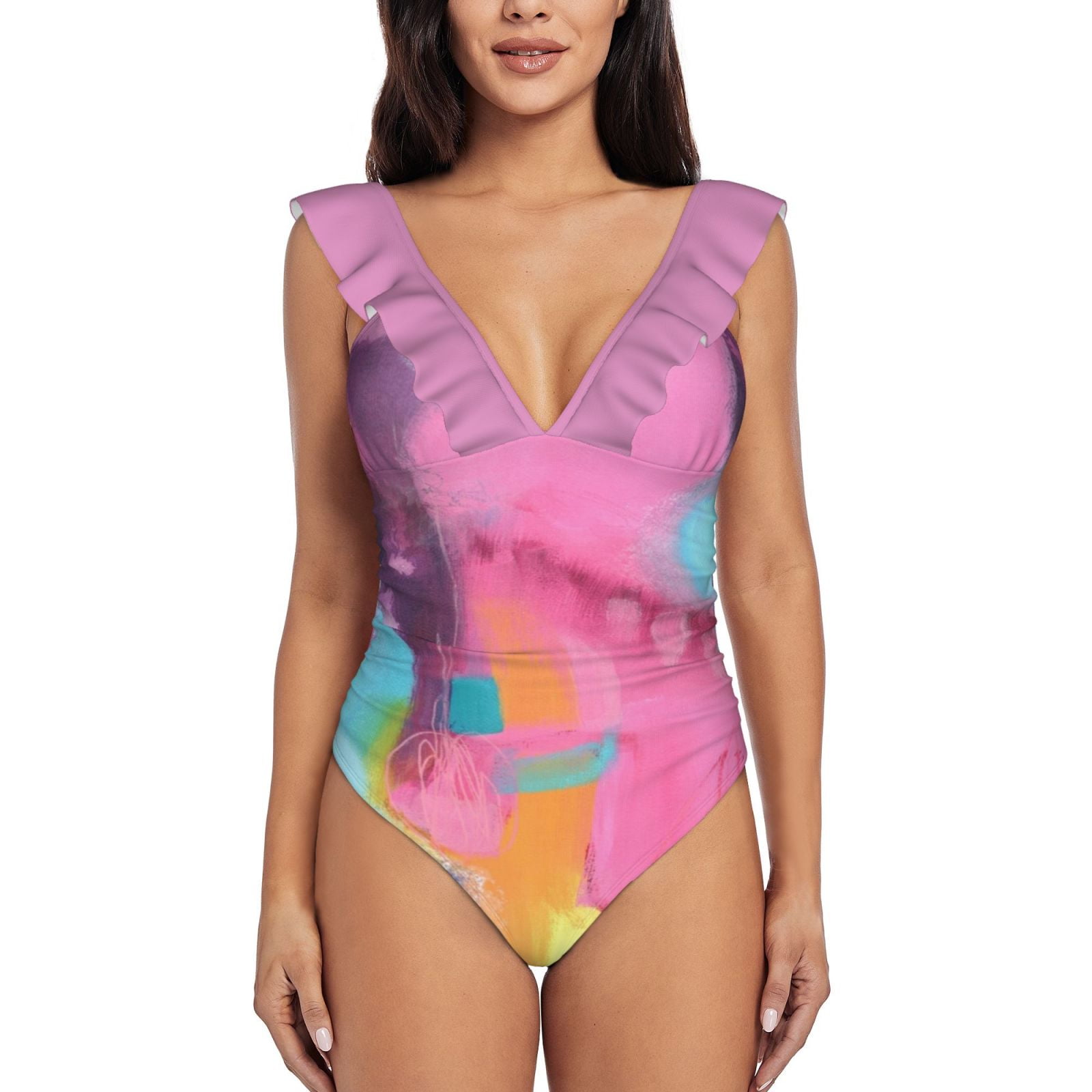 Swimwear 2024 Abstract 4 Black Mesh Swimsuit One Piece Backless Sexy