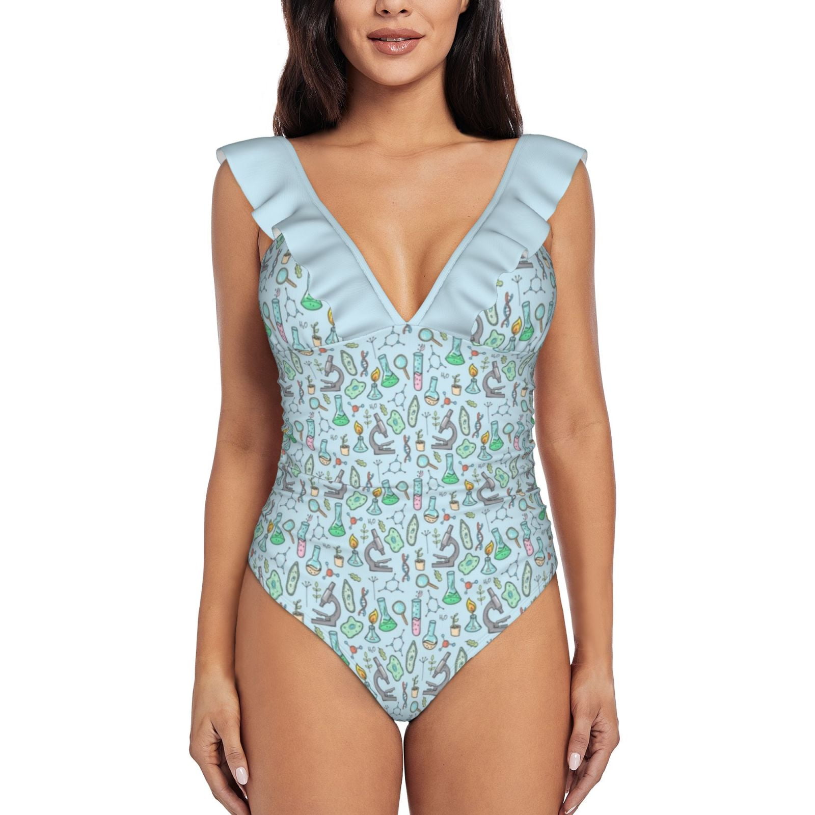 Swimwear 2024 Biology And Chemistry Black Mesh Swimsuit One Piece