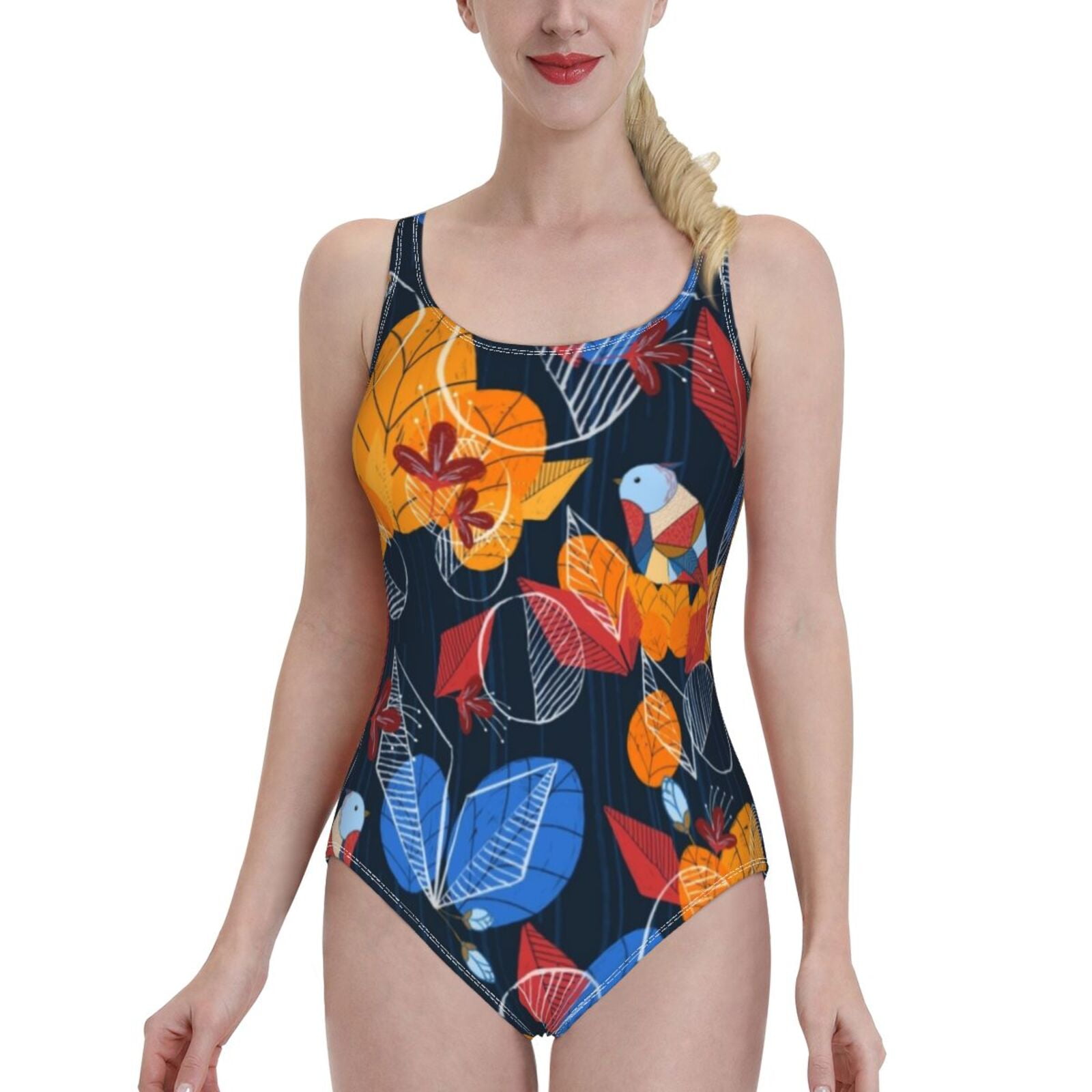Swimwear 2024 Birds And Leaves New Sexy Mesh Patchwork One Piece