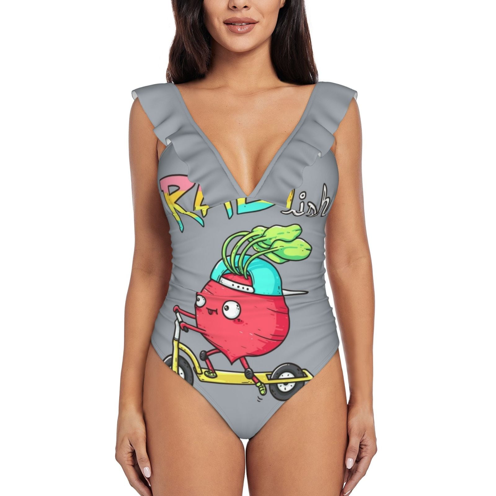 Swimwear 2024 Ish Deep V-Neck Halter One-Piece Swimsuit Ladies Monokini Beach Bathing Suits Rad ...