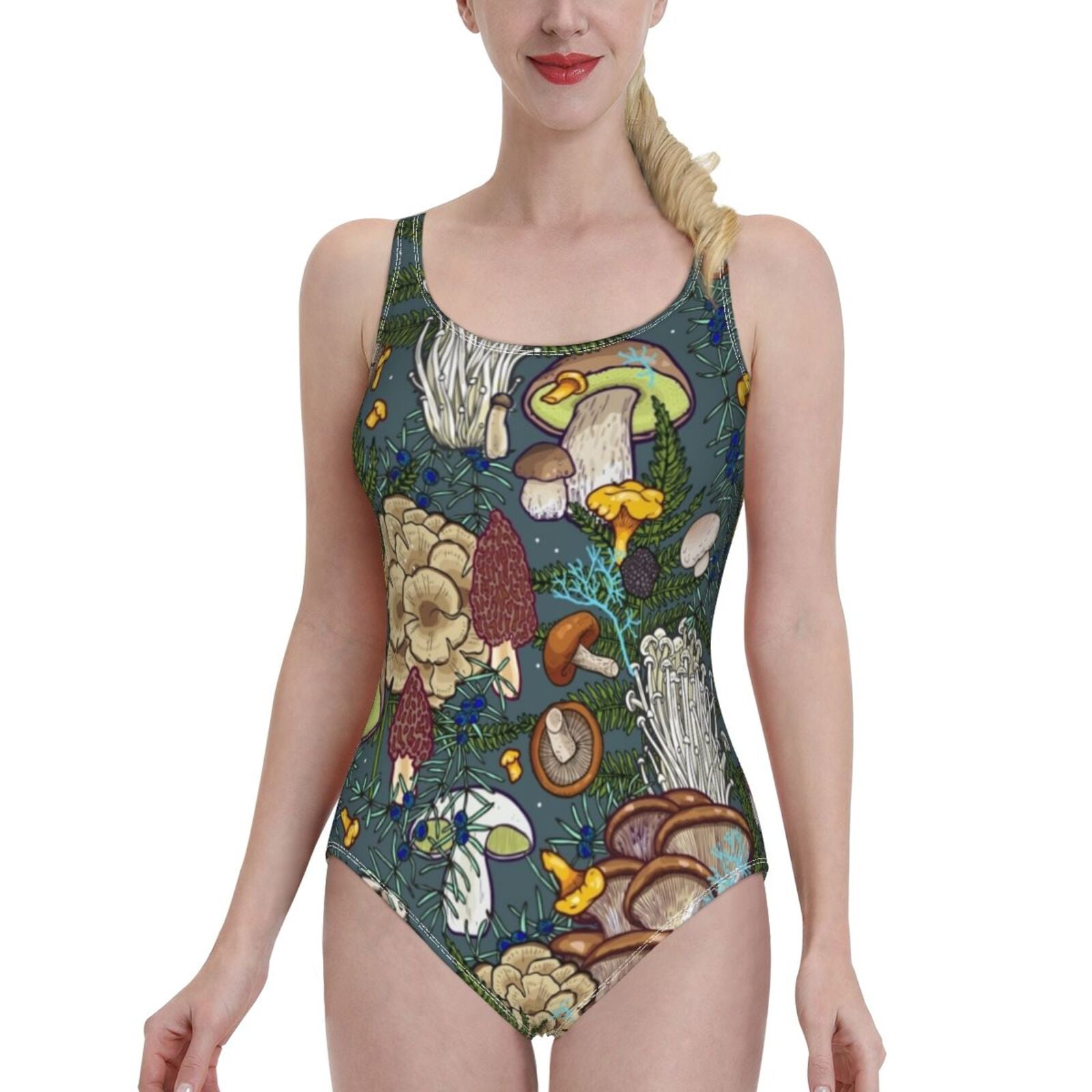 Swimwear 2024 Mushroom Forest New Sexy Mesh Patchwork One Piece