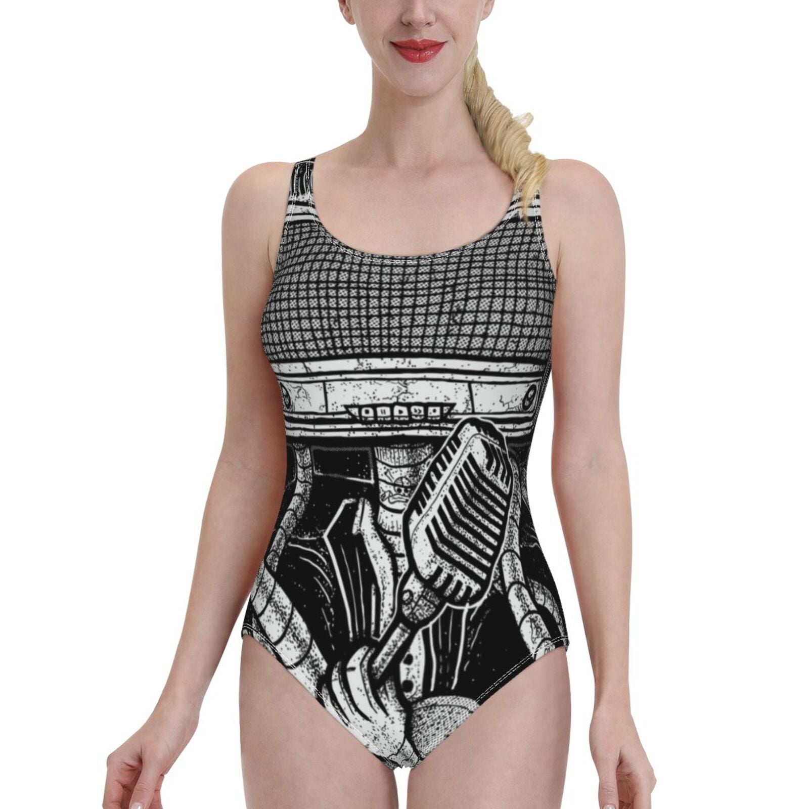 Swimwear 2024 Robot Rock New Sexy Mesh Patchwork One Piece Swimsuit