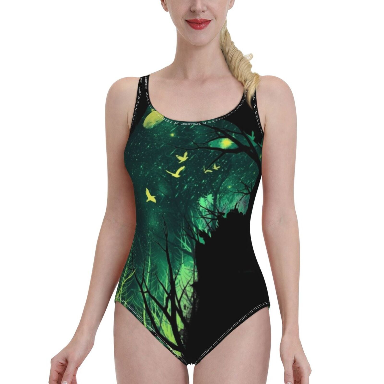Swimwear 2024 Space Tiger Black Mesh Swimsuit One Piece Backless Sexy