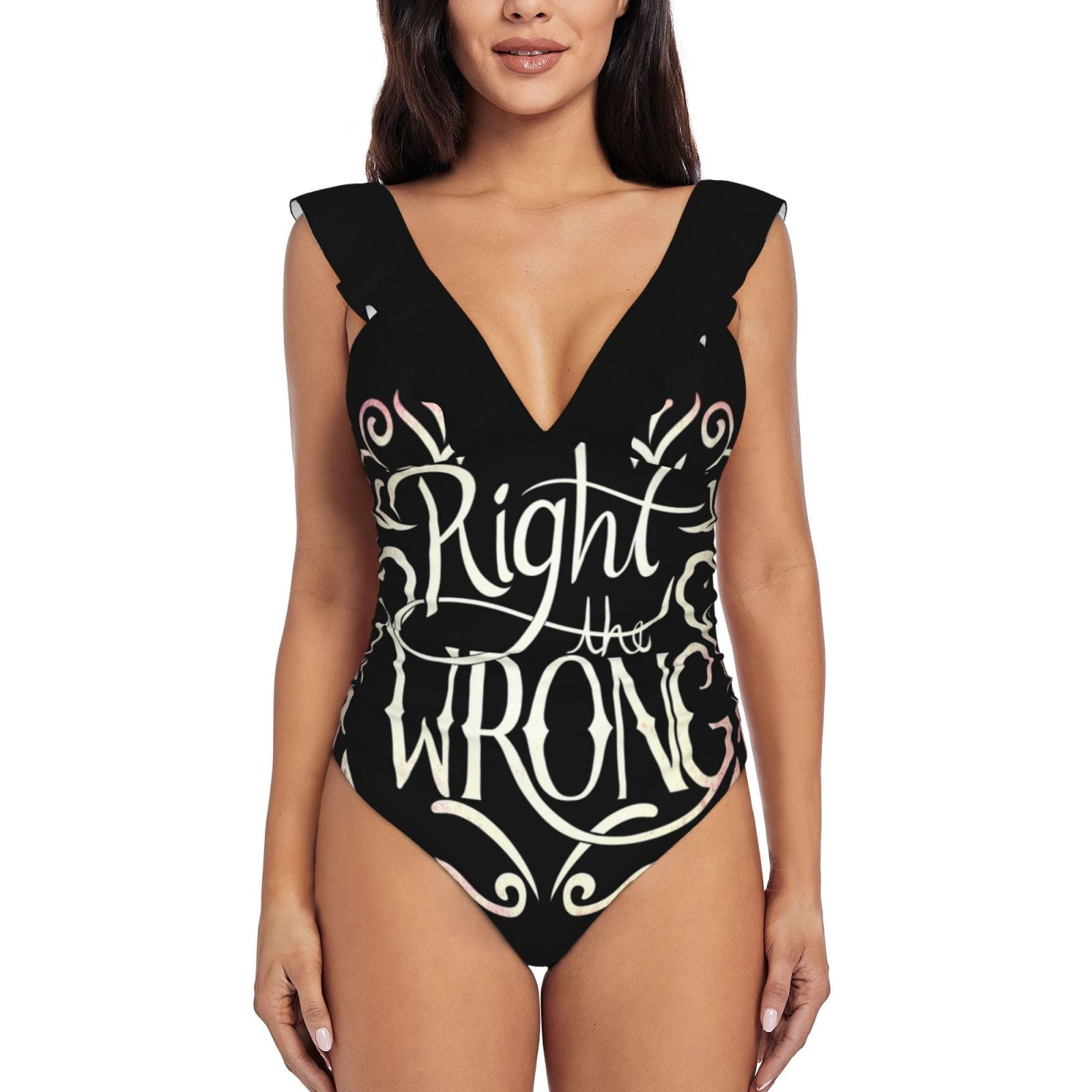 Swimwear 2025 Right The Wrong Sexy Black Mesh One Piece Swimsuit Backless Cut Out Women Swim ...