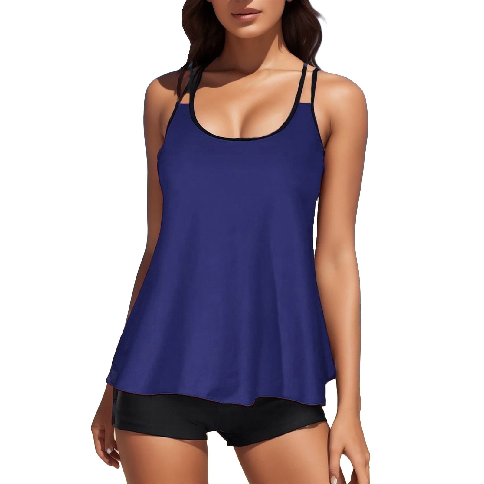 Swimwear Control Flowy Tank Swim Shorts for Women Plus Size 4X Two with ...