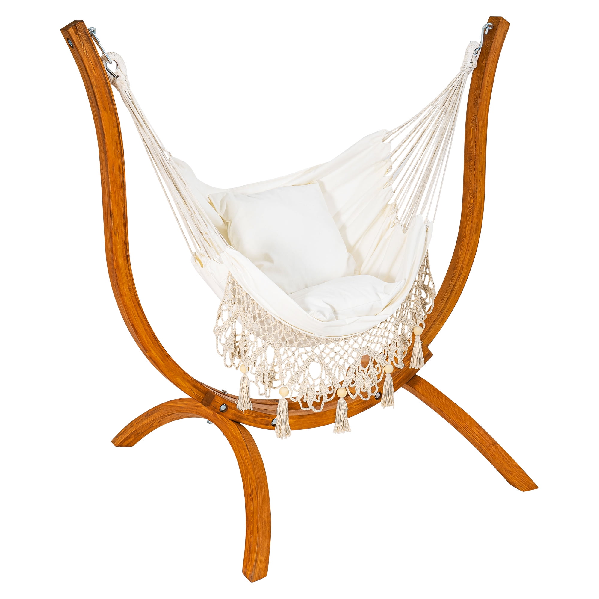 Swing Chair Hammocks with Stand, Heavy-Duty Wood Stand,Macrame Boho ...