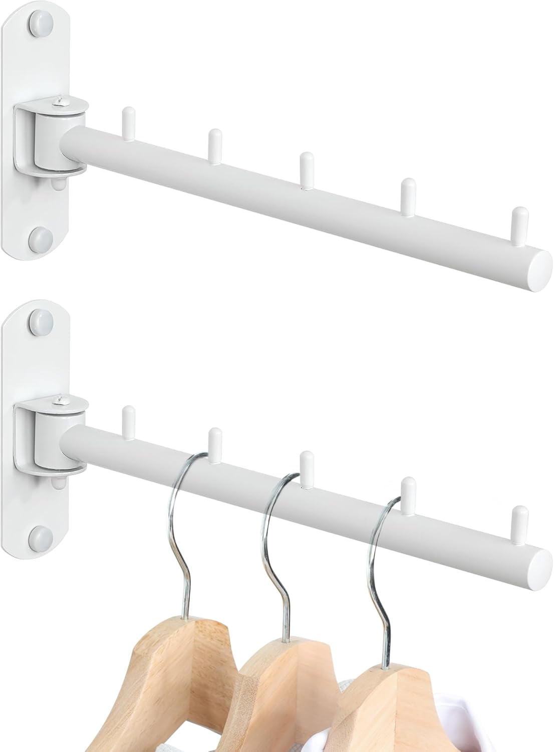 Swing Clothes Hanger Rack,2-Pack Garment Racks Wall Mounted Clothes Bar ...