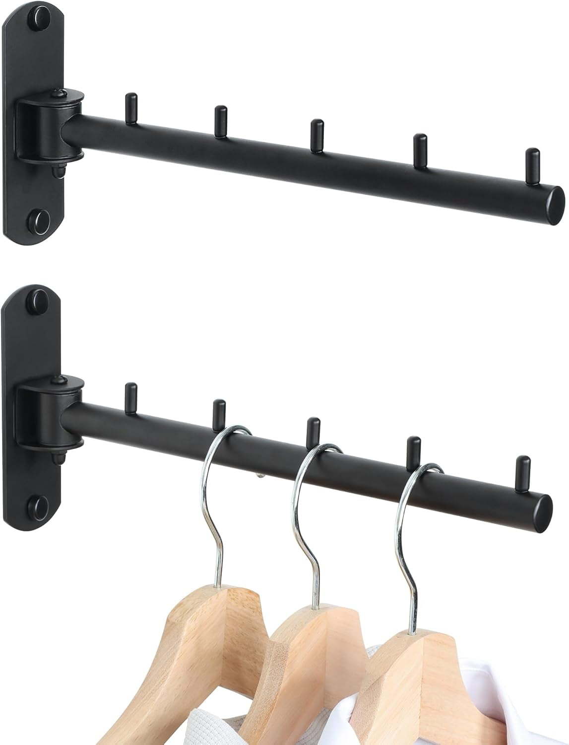 Swing Clothes Hanger Rack,2-Pack Garment Racks Wall Mounted Clothes Bar ...