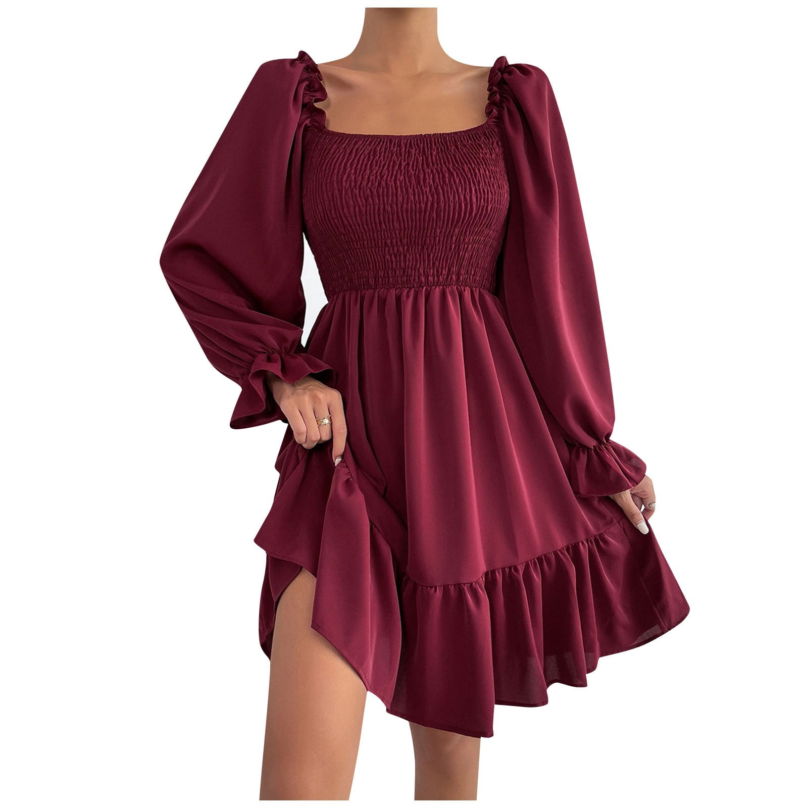 Swing Dress With Pockets Tummy Control Dress Lace Sleeve Dress Cufflink ...