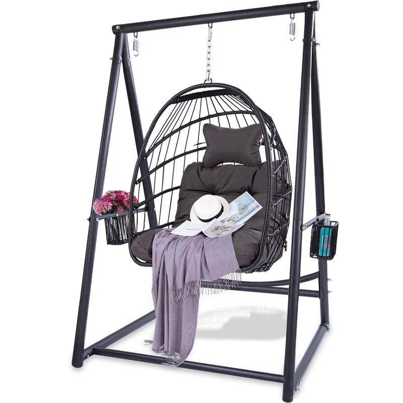 Swing Egg Wicker Chair and Reinforced Solid Structure Hammock Stand ...