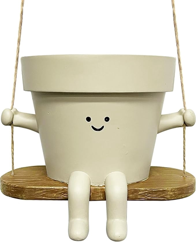 Swing Face Planter Pot Hanging Cute Flower Head Planters - Unique ...