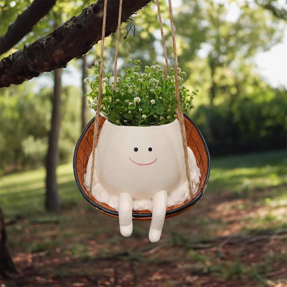 Swing Face Planter Pot Hanging Resin Flower Head Planters for Indoor ...