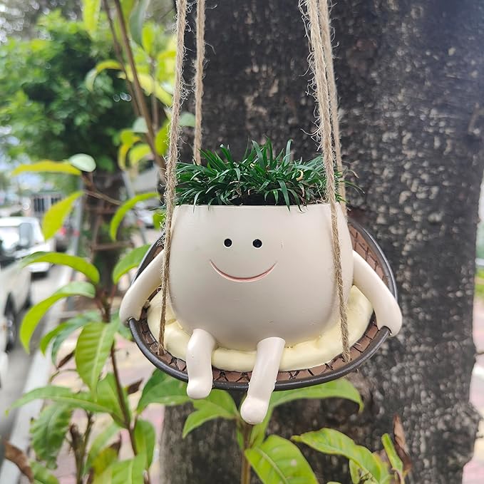 Swing Face Planter Pots,Hanging Planters for Indoor Plants,Gardening ...
