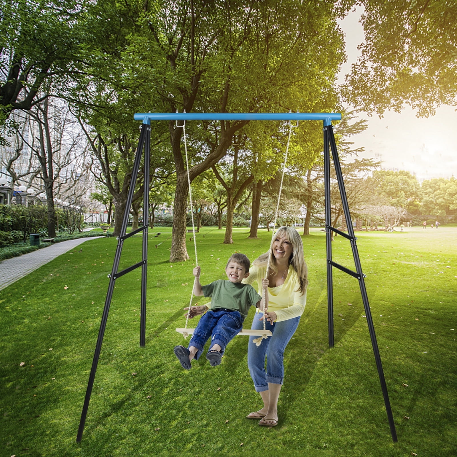 Swing Frame,A-Frame Swing Stand with Ground Nail, Heavy Duty Metal ...
