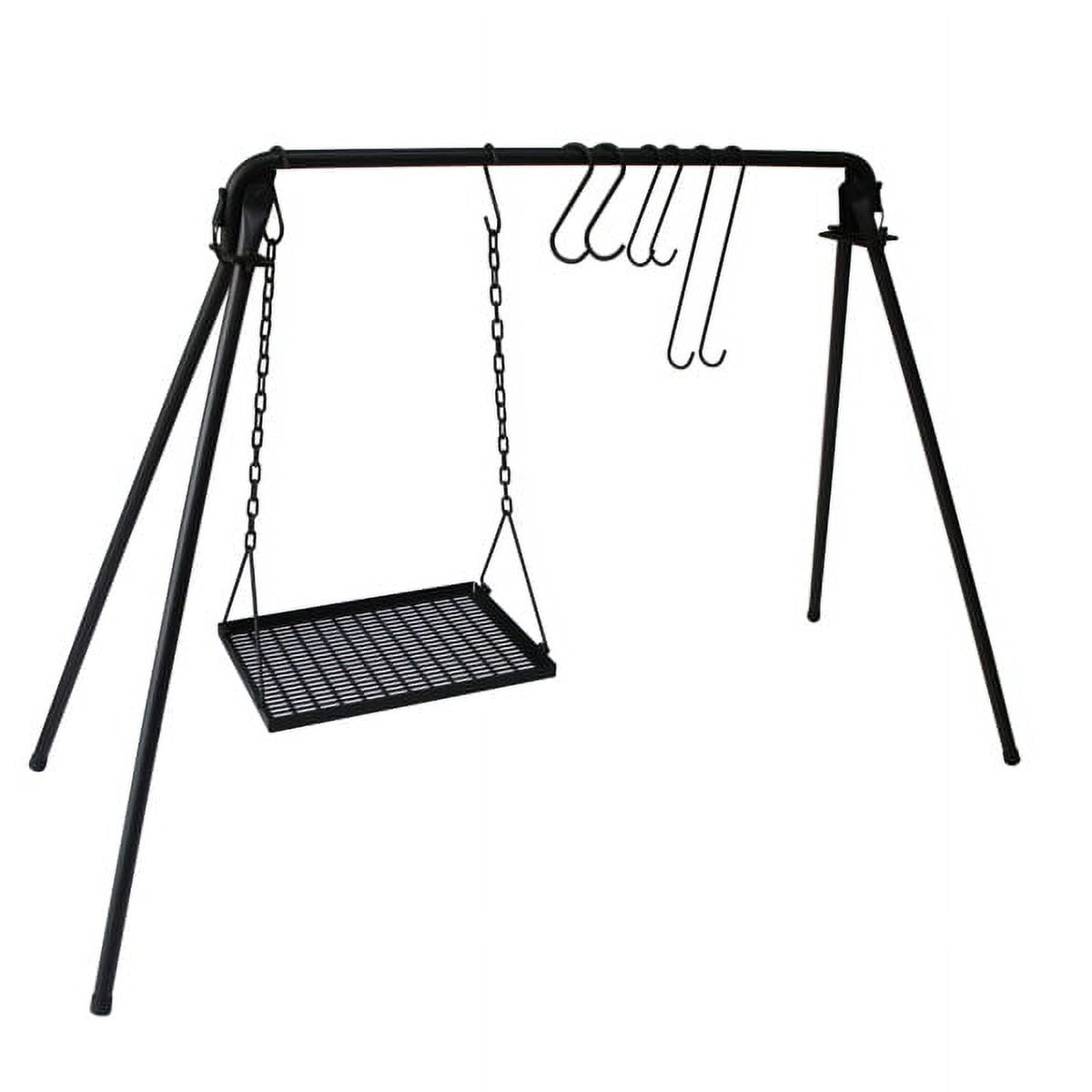 Swing Grill Hanging Campfire Cooking Stand with Adjustable Iron Grill ...