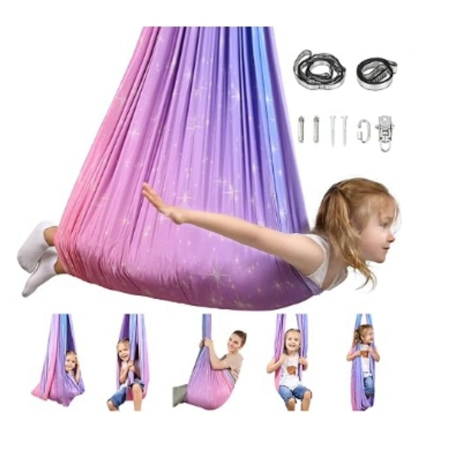 Swing for Kids & Adults, Double Layer Sensory Swing Holds up to 300lbs ...
