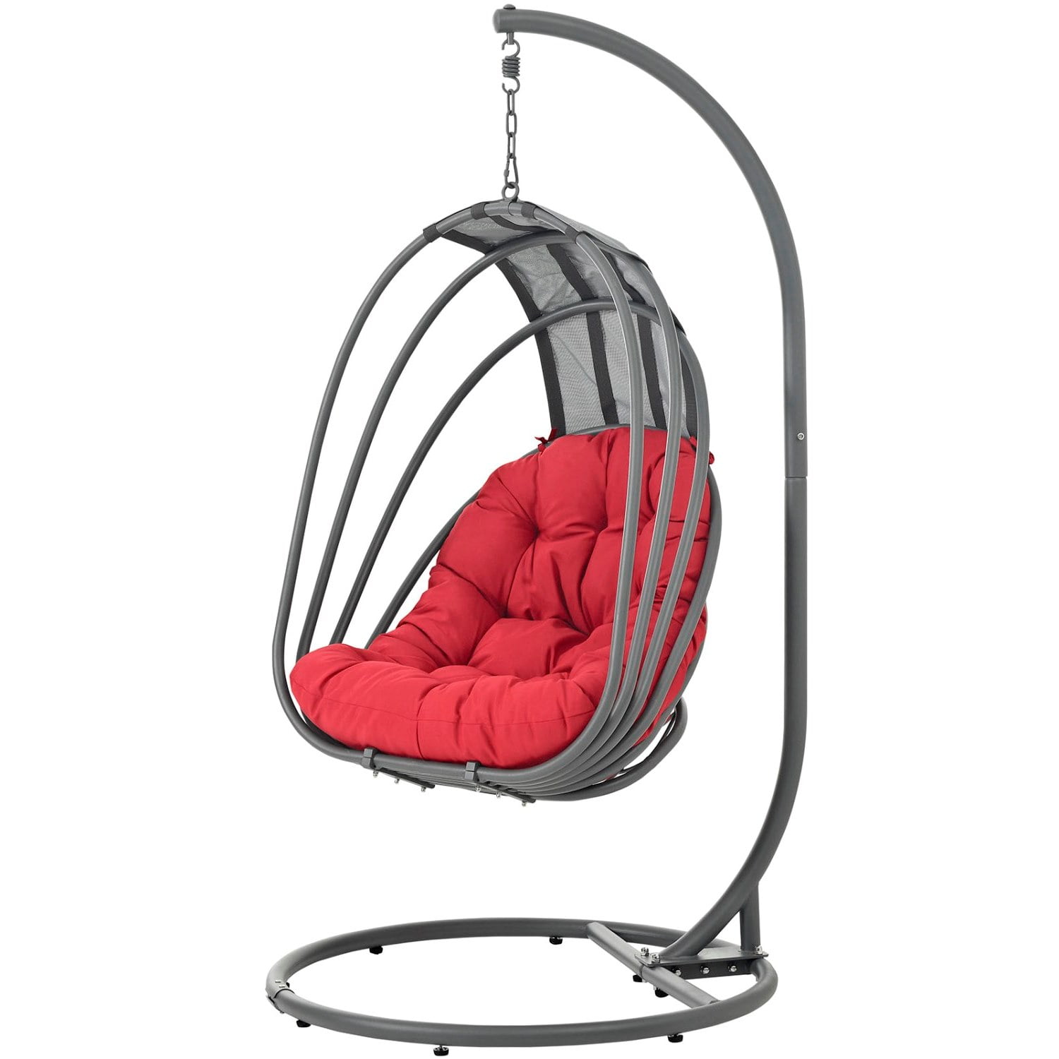 Swing Lounge Chair, Red, Rattan, Wicker, Outdoor Patio Balcony Cafe ...