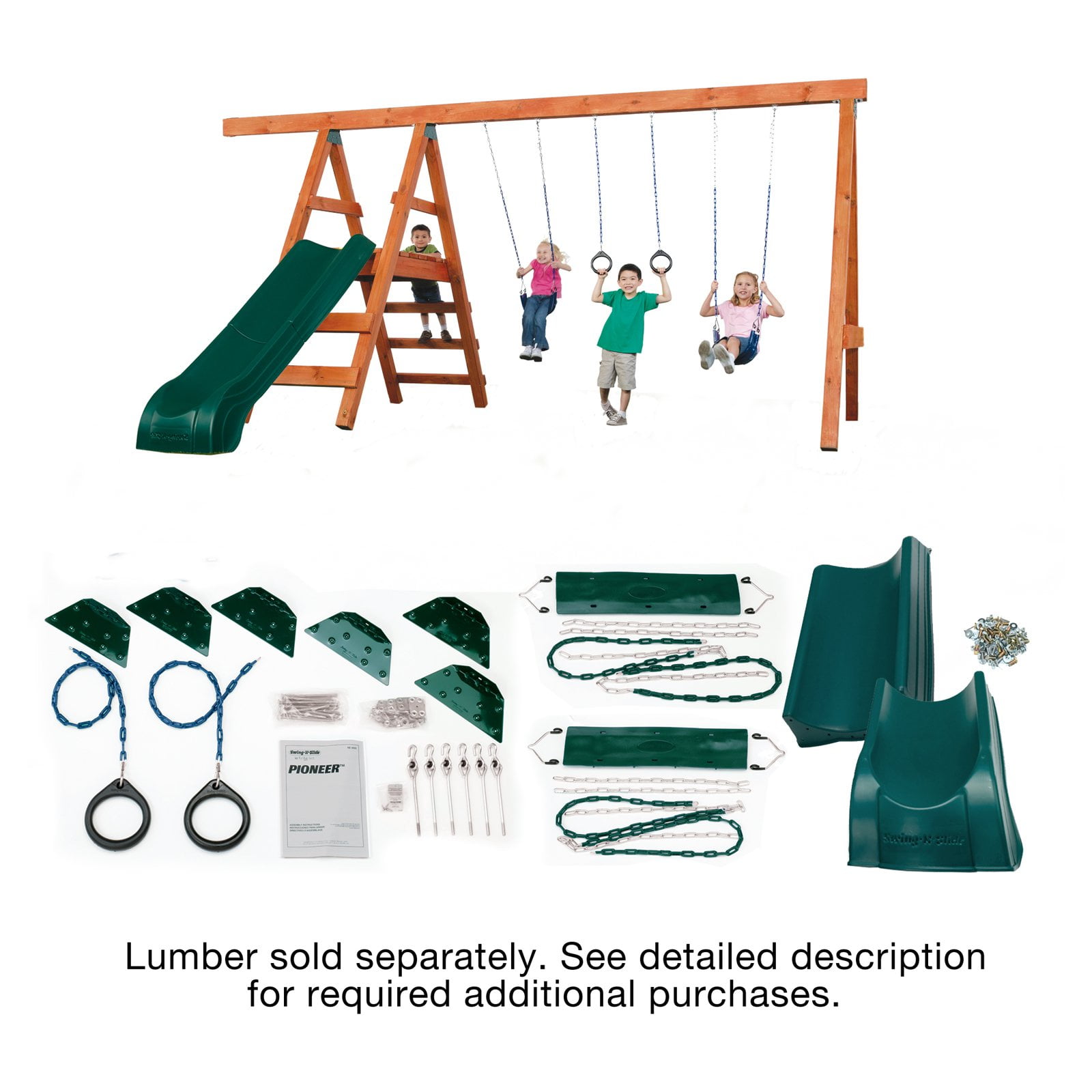 Swing-N-Slide Pioneer Deluxe DIY Play Set Hardware Kit - Outdoor Kids Backyard Swing Set ...