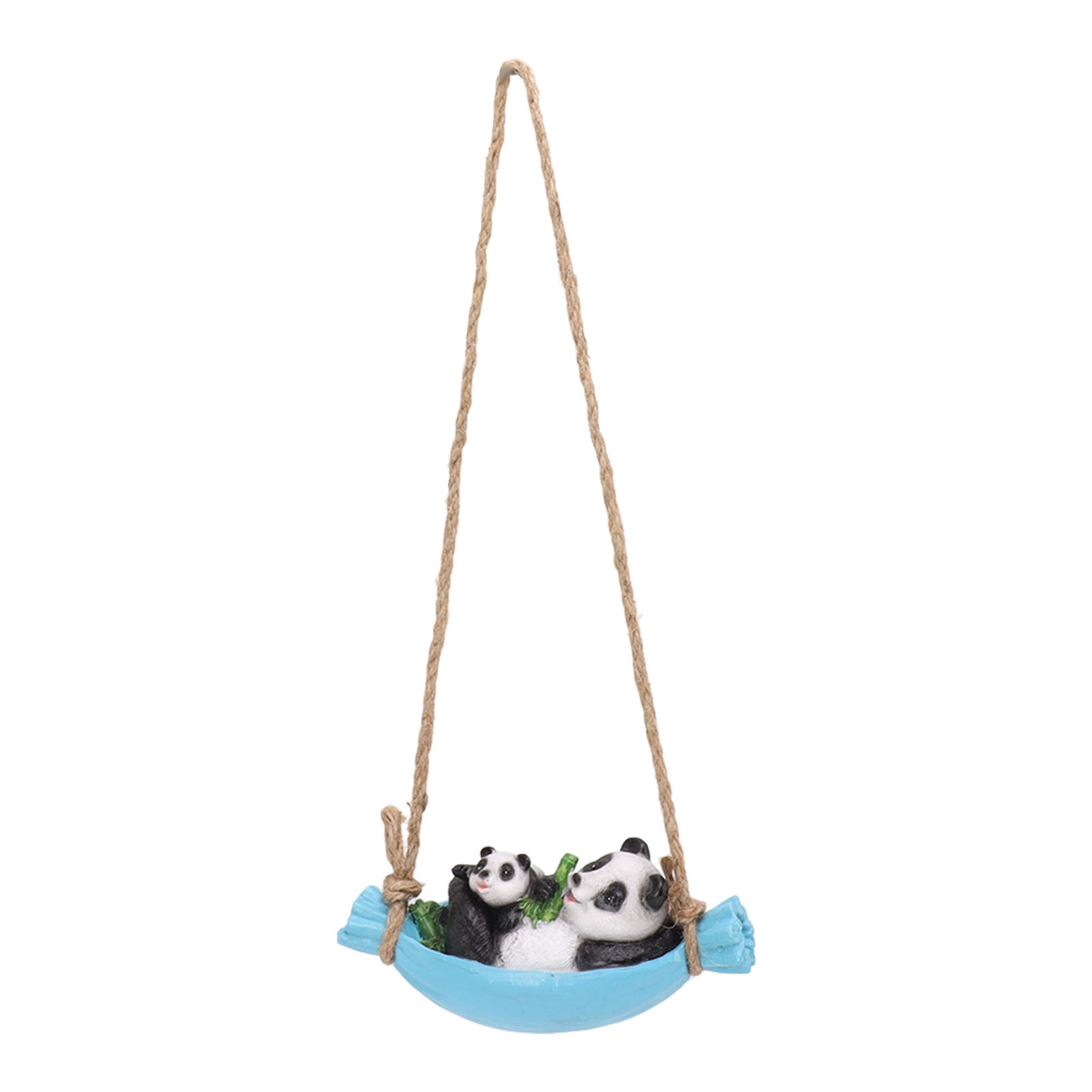 Swing Panda Statue Mother and Baby Panda Lying On The Swing Resin ...