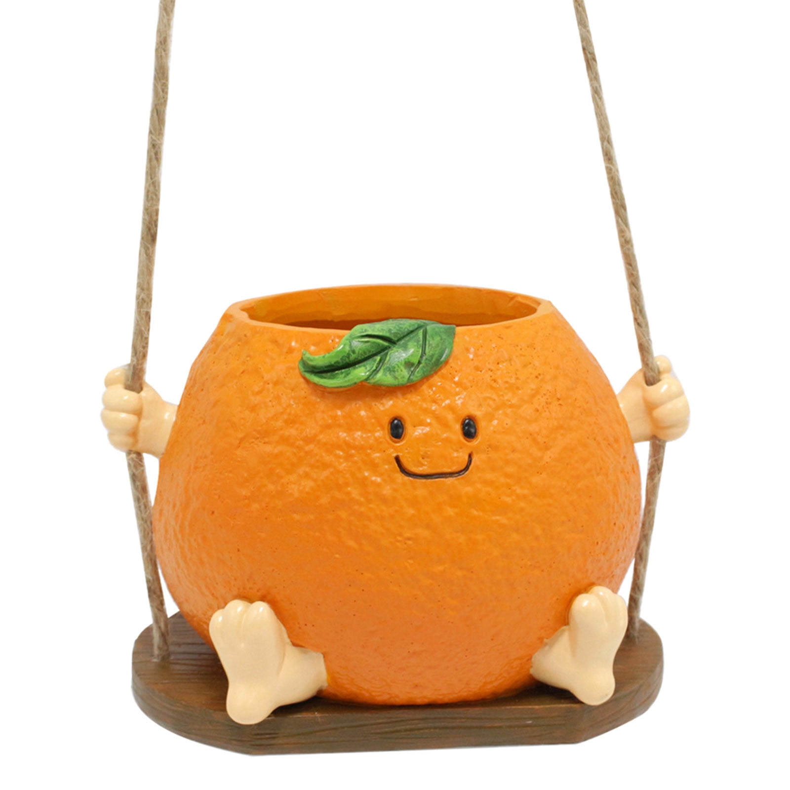 Swing Planter Pot, Smile Face Hanging Pot, Orange Flower Pot, Resin ...